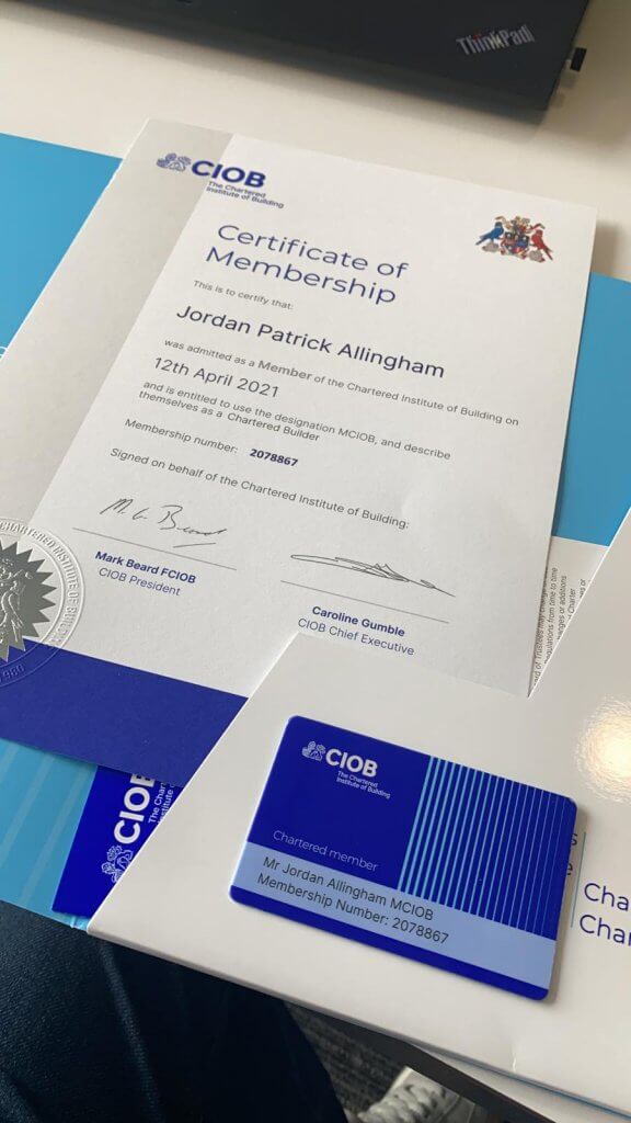 Member of the Chartered Institute of Building - Construction Company UK