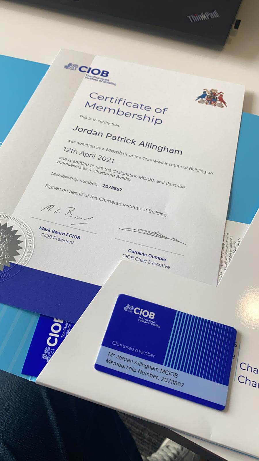 Member of the Chartered Institute of Building - Construction Company UK